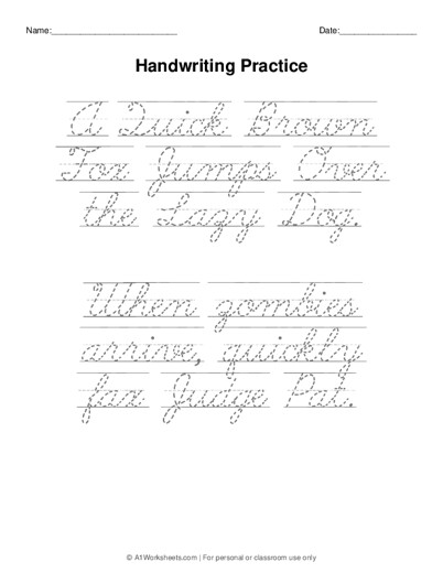 Cursive Writing Skills Practice Worksheets - Make Your Own
