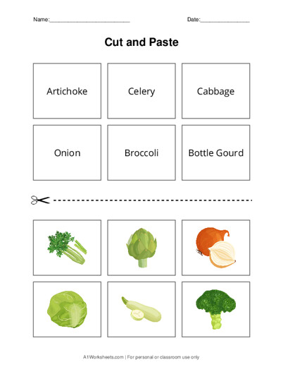 Cut and Paste Worksheets | Match Pictures to Words for Kindergarten ...